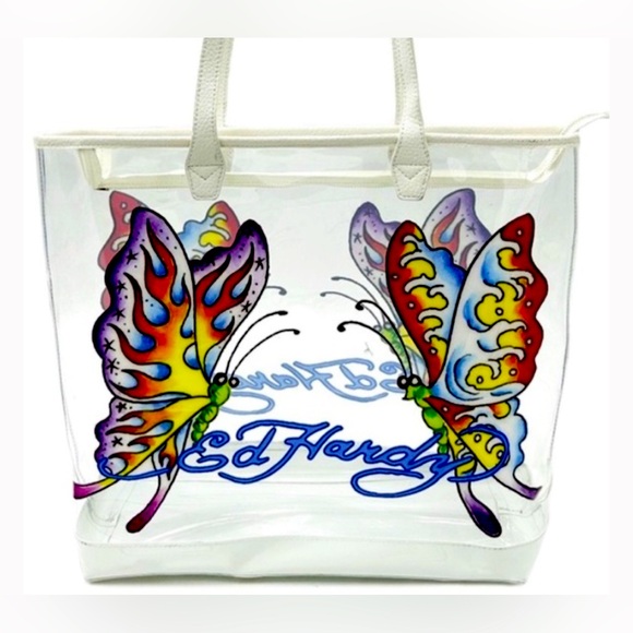 Ed Hardy | Bags | Ed Hardy Butterfly Clear Pvc Tote Deadstock | Poshmark
